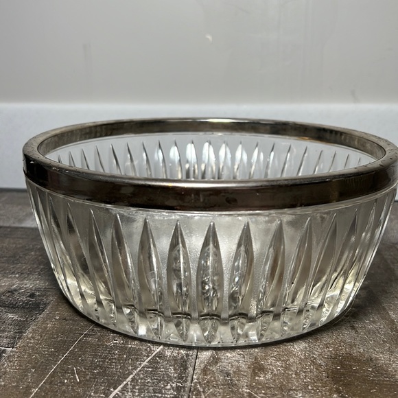 Leonard | Accents | Vintage Leonard Large Lead Crystal Bowl With Silver ...